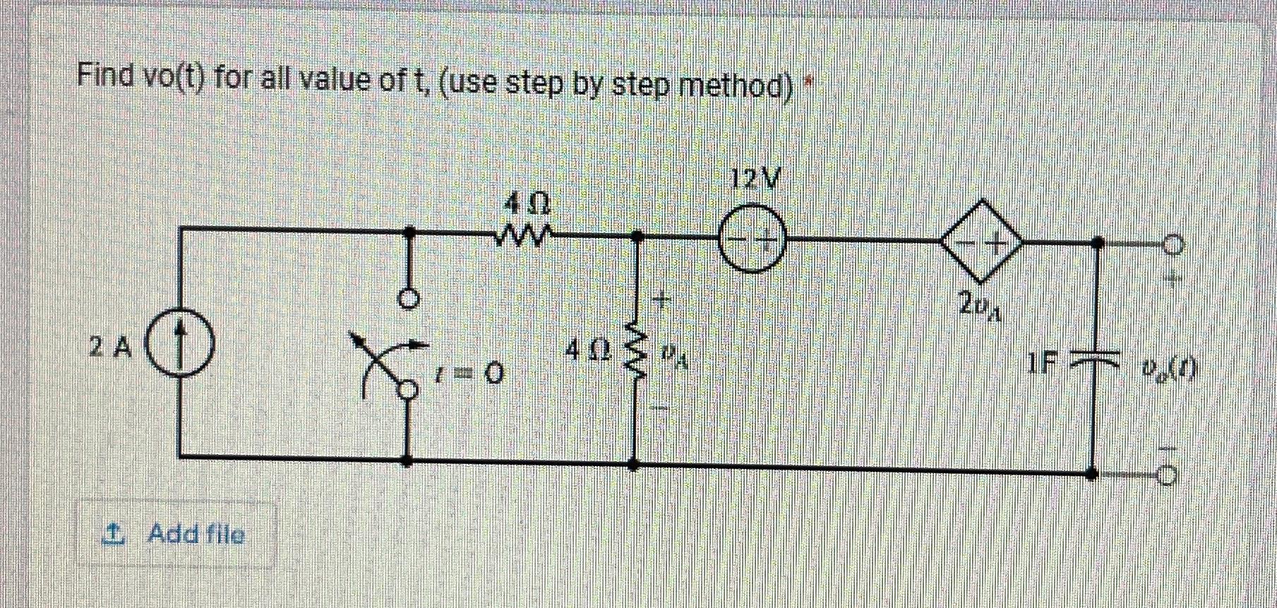 Solved Find vo(t) ﻿for all value of t, (use step by step | Chegg.com