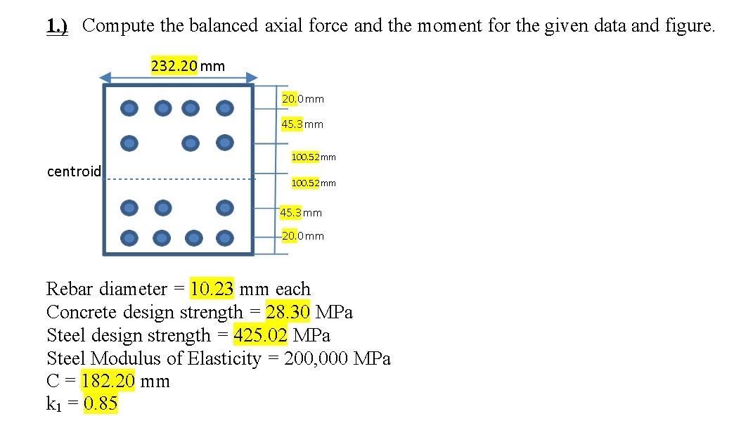 Solved 1.) ﻿Compute the balanced axial force and the moment | Chegg.com
