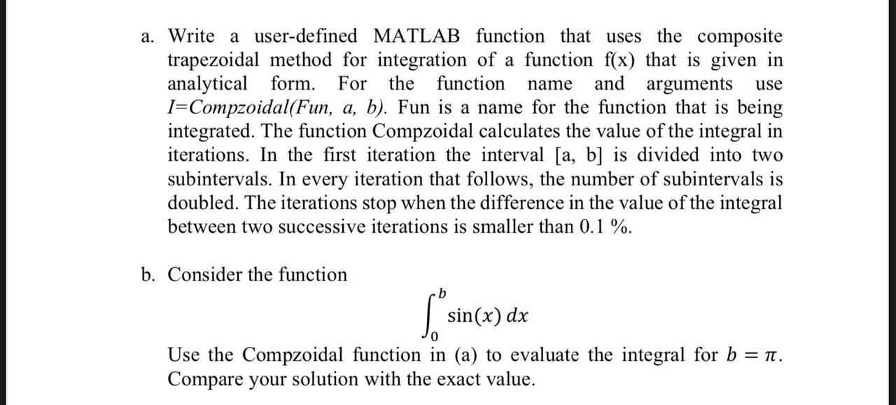 Solved use a. Write a user-defined MATLAB function that uses | Chegg.com