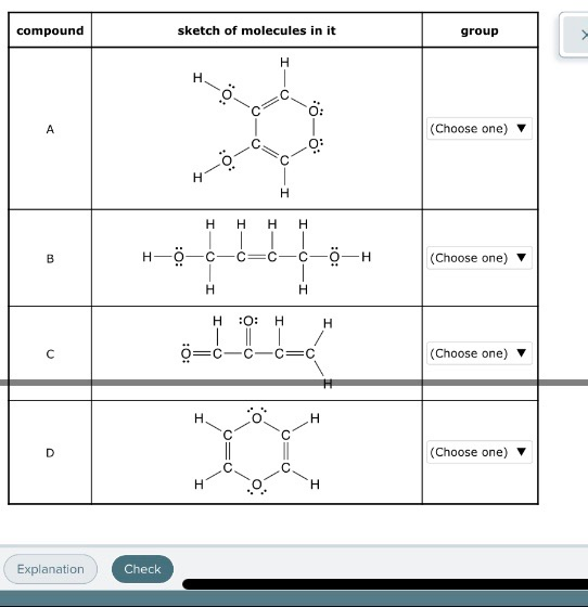 Solved Sort the molecular compounds in the table into groups | Chegg.com