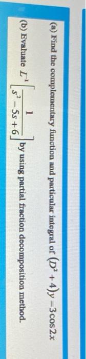 Solved @) Find the complementary function and particular | Chegg.com