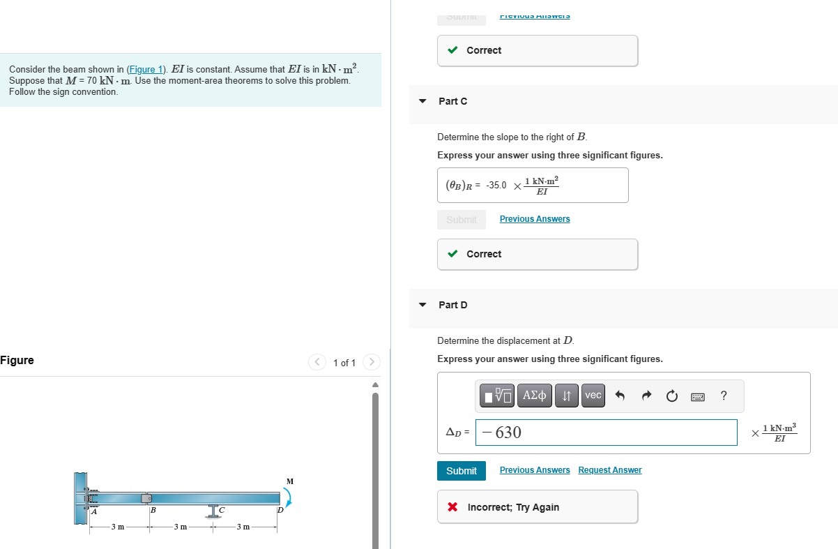 Solved Consider the beam shown in (Figure 1). EI ﻿is | Chegg.com