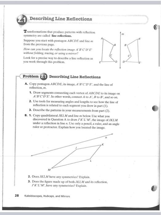 Solved 1 Describing Line Reflections Transformations that | Chegg.com