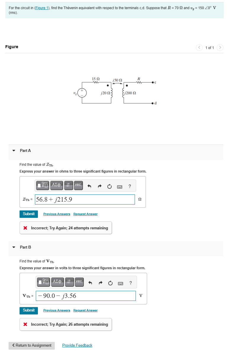 Solved For the circuit in (Figure 1), ﻿find the Thévenin | Chegg.com
