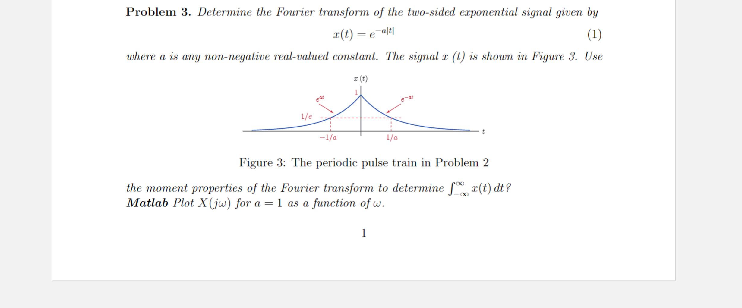 Problem 3. ﻿Determine the Fourier transform of the | Chegg.com
