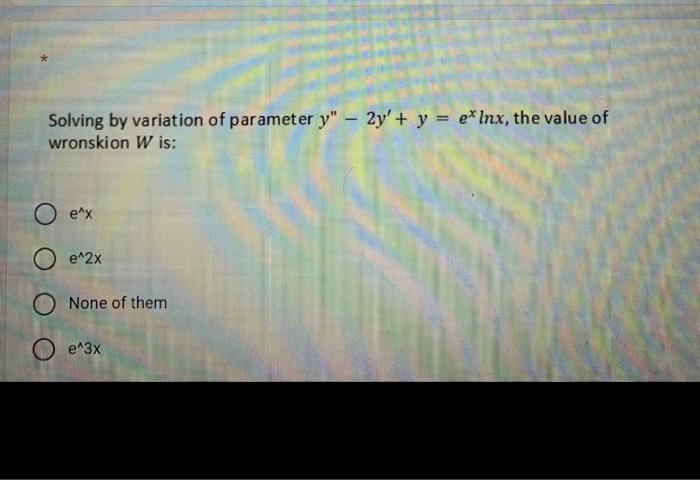 Solved Solving by variation of parameter y′′−2y′+y=exlnx, | Chegg.com