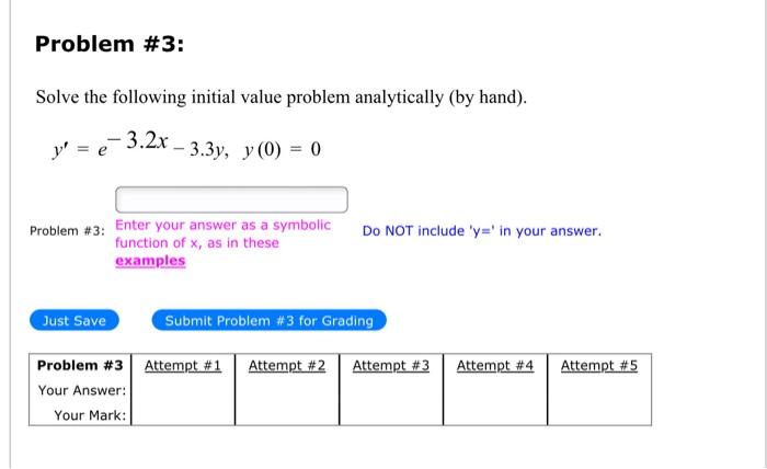 Solved Solve the following initial value problem | Chegg.com