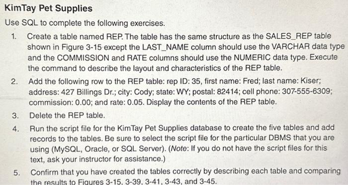 Solved Use SQL to complete the following exercises. 1. | Chegg.com