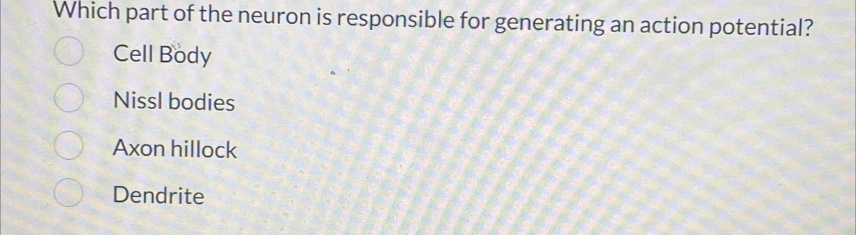 Solved Which part of the neuron is responsible for | Chegg.com