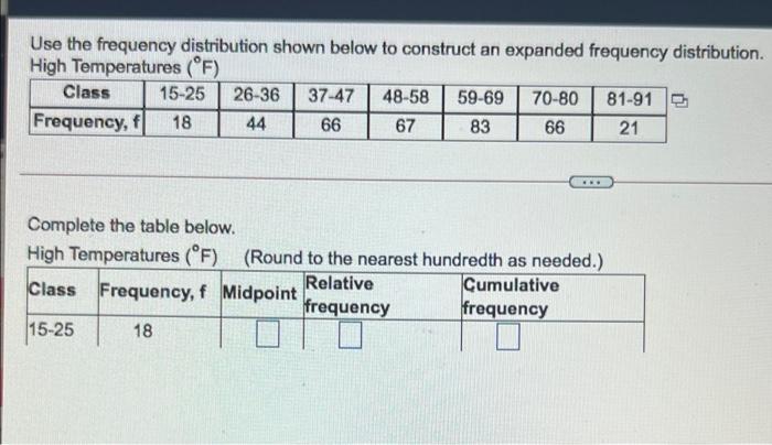 Solved Use the frequency distribution shown below to | Chegg.com