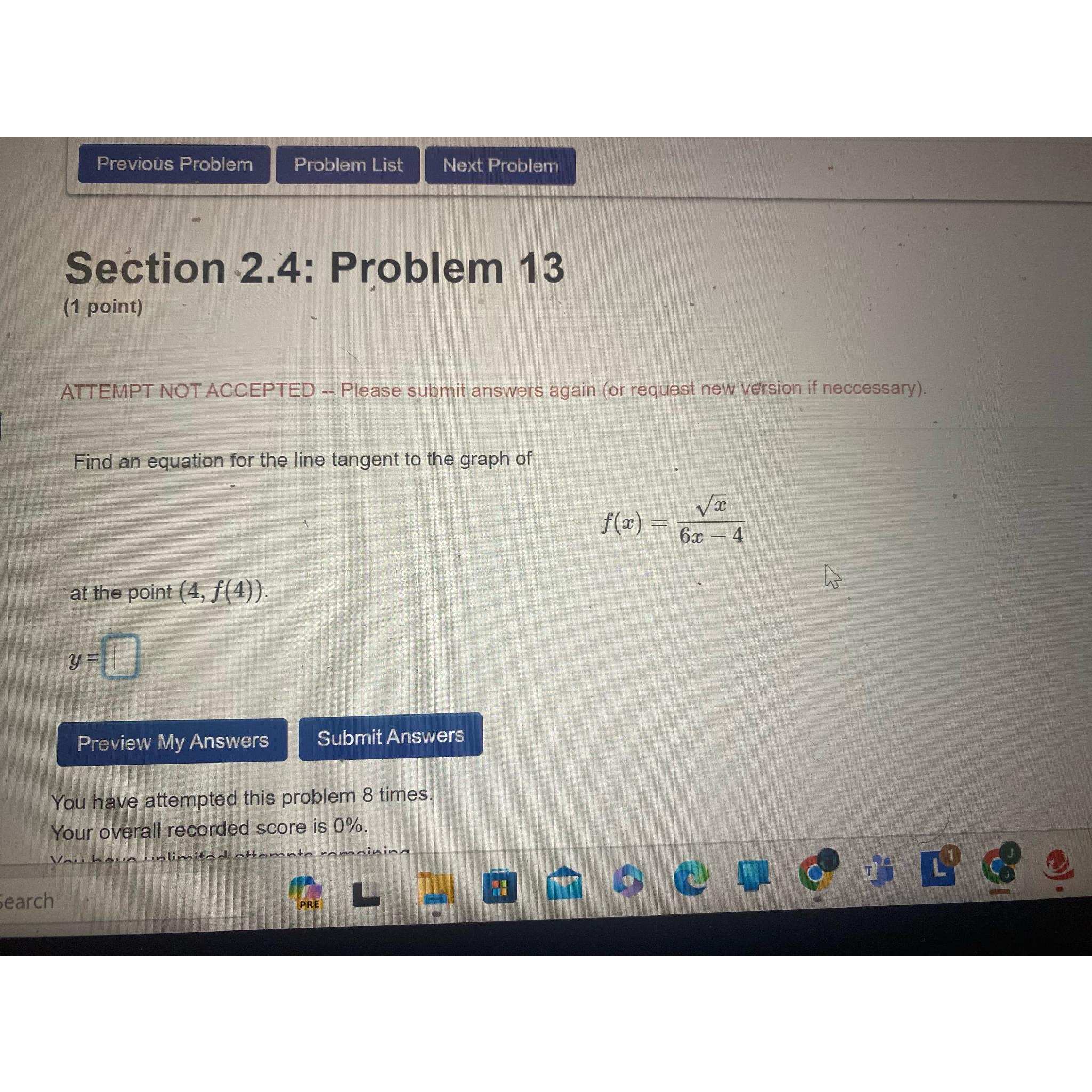 Solved Section 2.4: Problem 13(1 ﻿point)ATTEMPT NOT ACCEPTED | Chegg.com