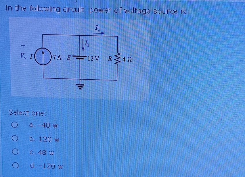 Solved In the following circuit power of voltage source | Chegg.com