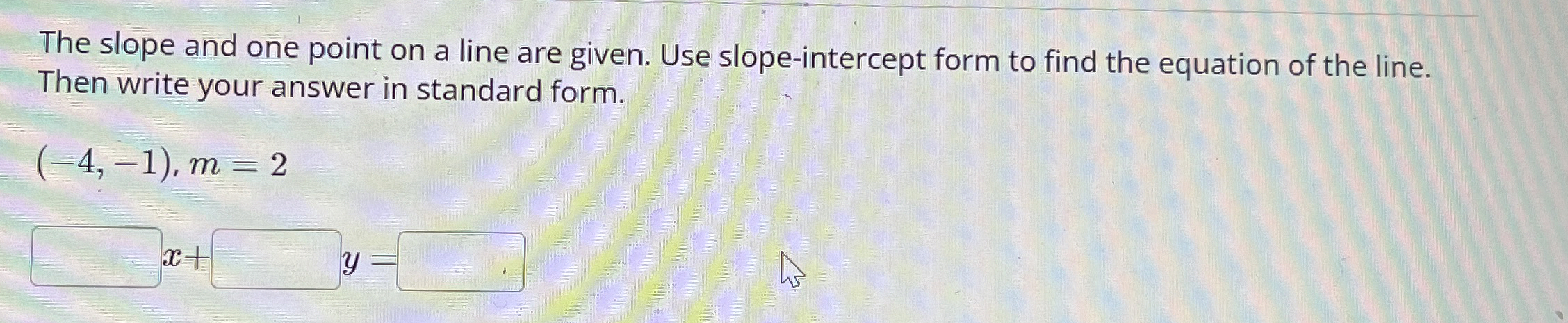 Solved The slope and one point on a line are given. Use | Chegg.com