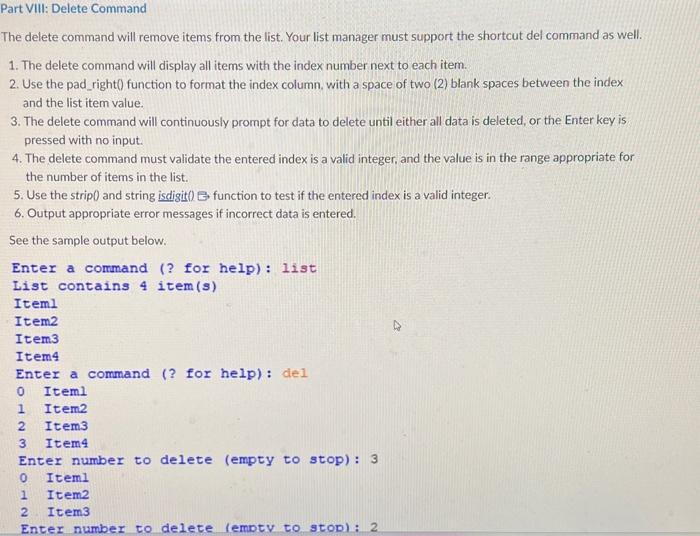 Solved Create a file called p7-list-manager.py for your list | Chegg.com