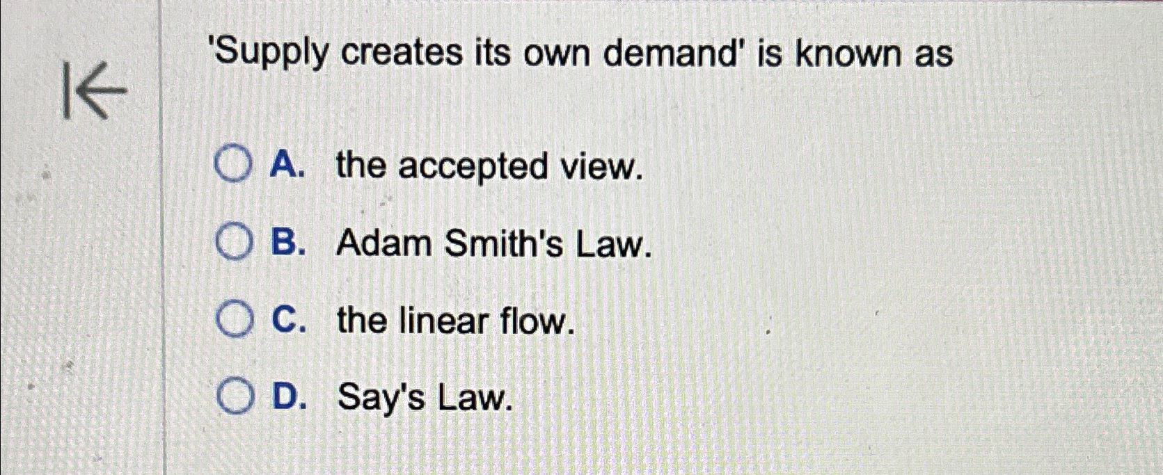 Solved 'Supply creates its own demand' is known asA. ﻿the | Chegg.com