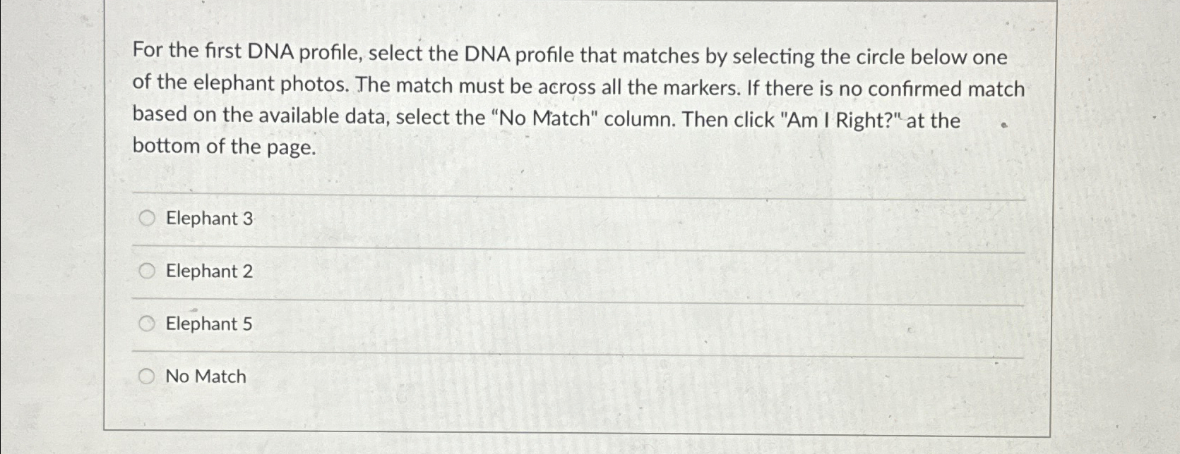 Solved For the first DNA profile, select the DNA profile | Chegg.com