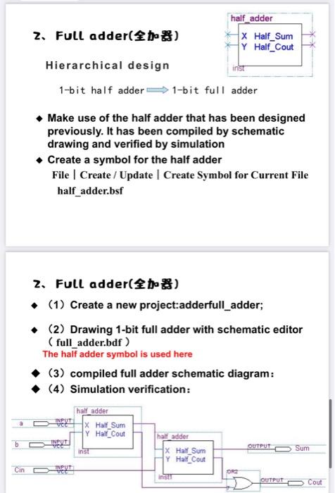 Solved 1. Half adder(半加器) 2. Full adder(全加器) 3.4-bit adder | Chegg.com