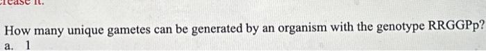 Solved How many unique gametes can be generated can be | Chegg.com