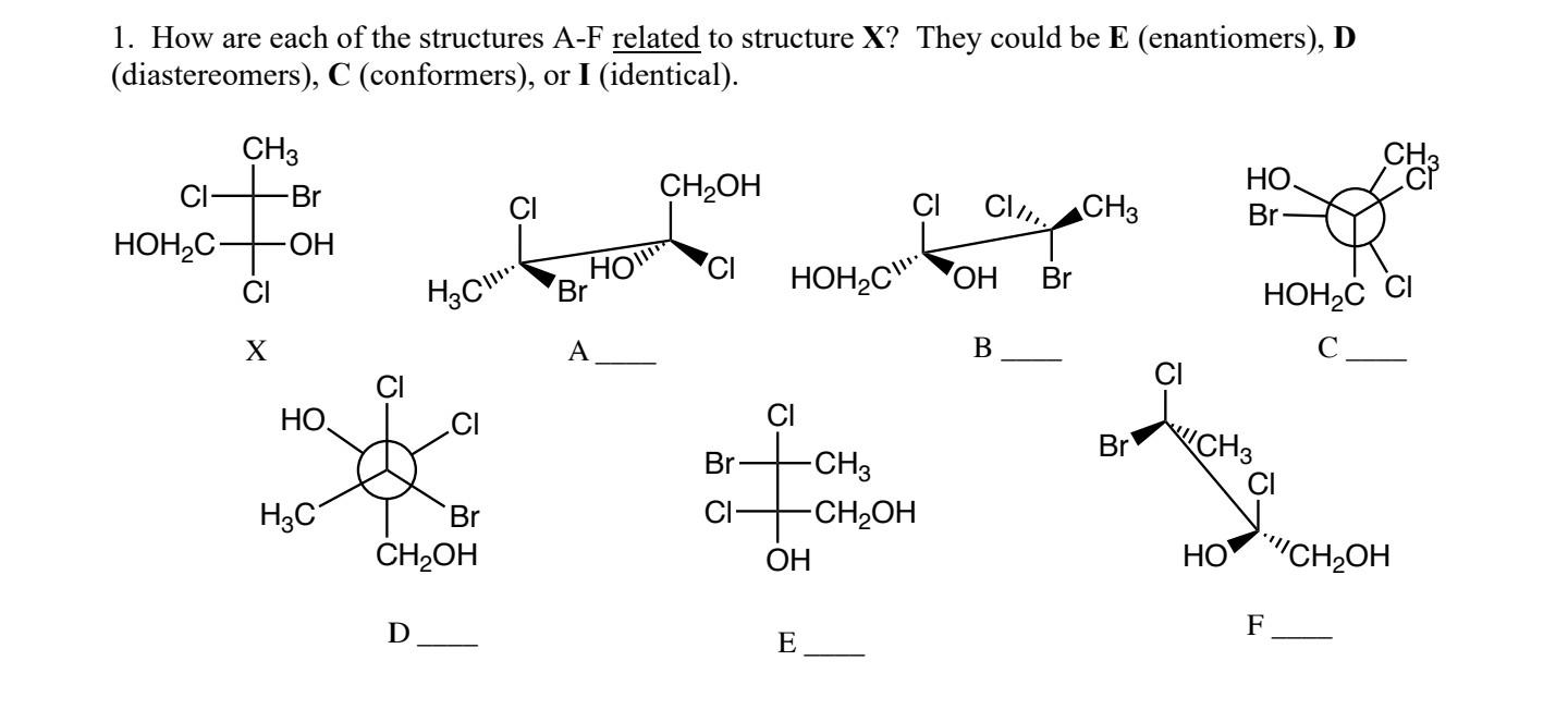 Solved 1. How are each of the structures A-F related to | Chegg.com