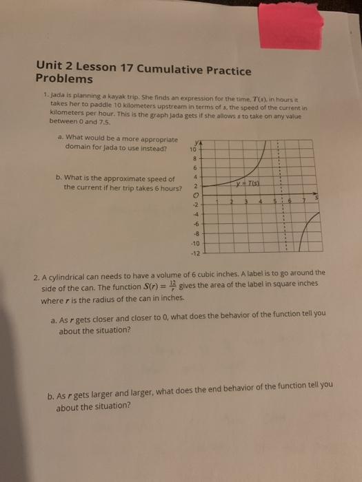 Solved Unit 2 Lesson 17 Cumulative Practice Problems 1. Jada | Chegg.com