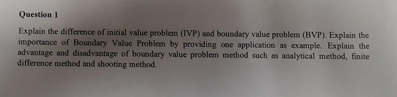 Solved Question 1 Explain the difference of initial value | Chegg.com