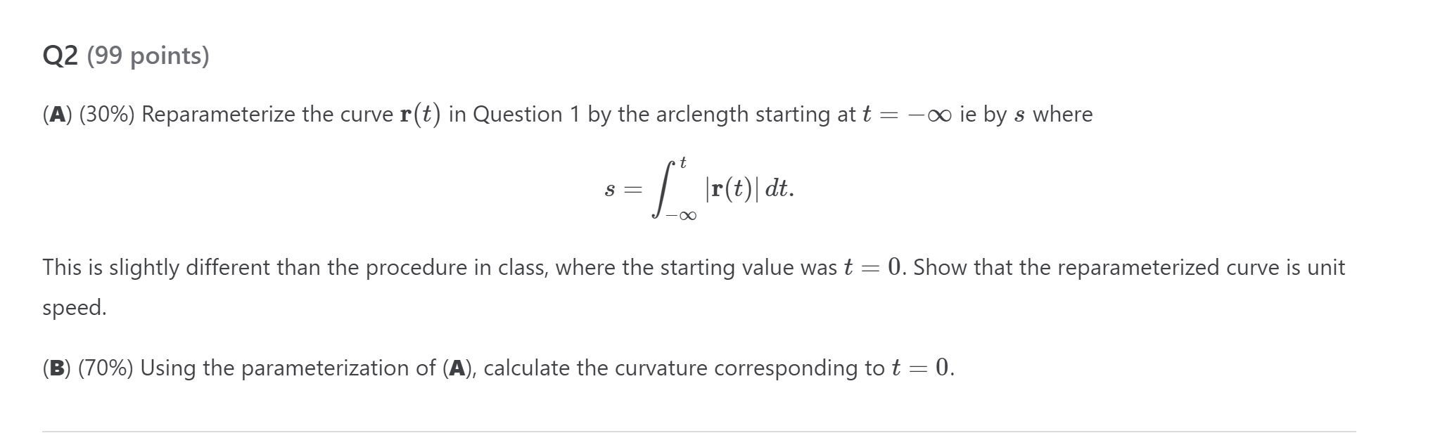 Solved Q1 999 ﻿pointsLet rt=e2t1,sint,cost ﻿and let | Chegg.com