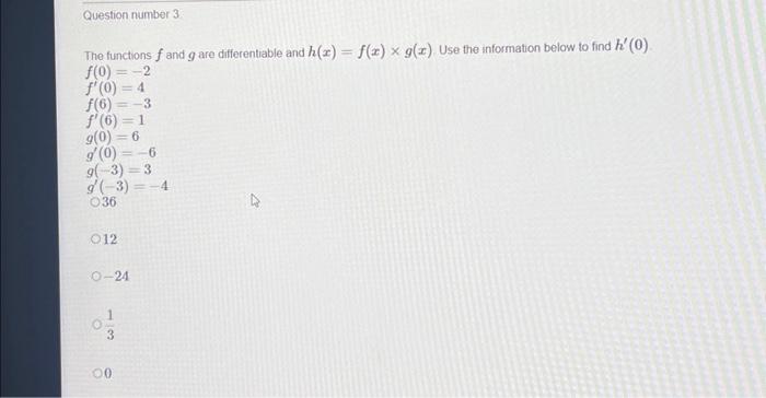 Question number 3. The functions f and g are | Chegg.com