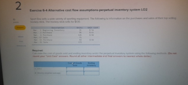 Solved Exercise 6-4 ﻿Alternative cost flow | Chegg.com