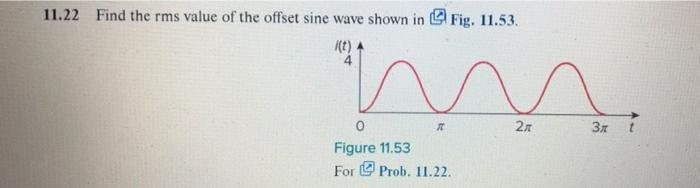Solved 11.22 Find the rms value of the offset sine wave | Chegg.com