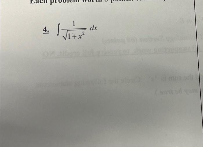 Solved \\( \\int \\frac{1}{\\sqrt{1+x^{2}}} d x \\) | Chegg.com