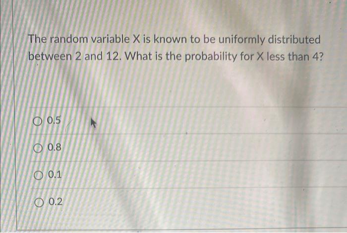 Solved The random variable X is known to be uniformly | Chegg.com