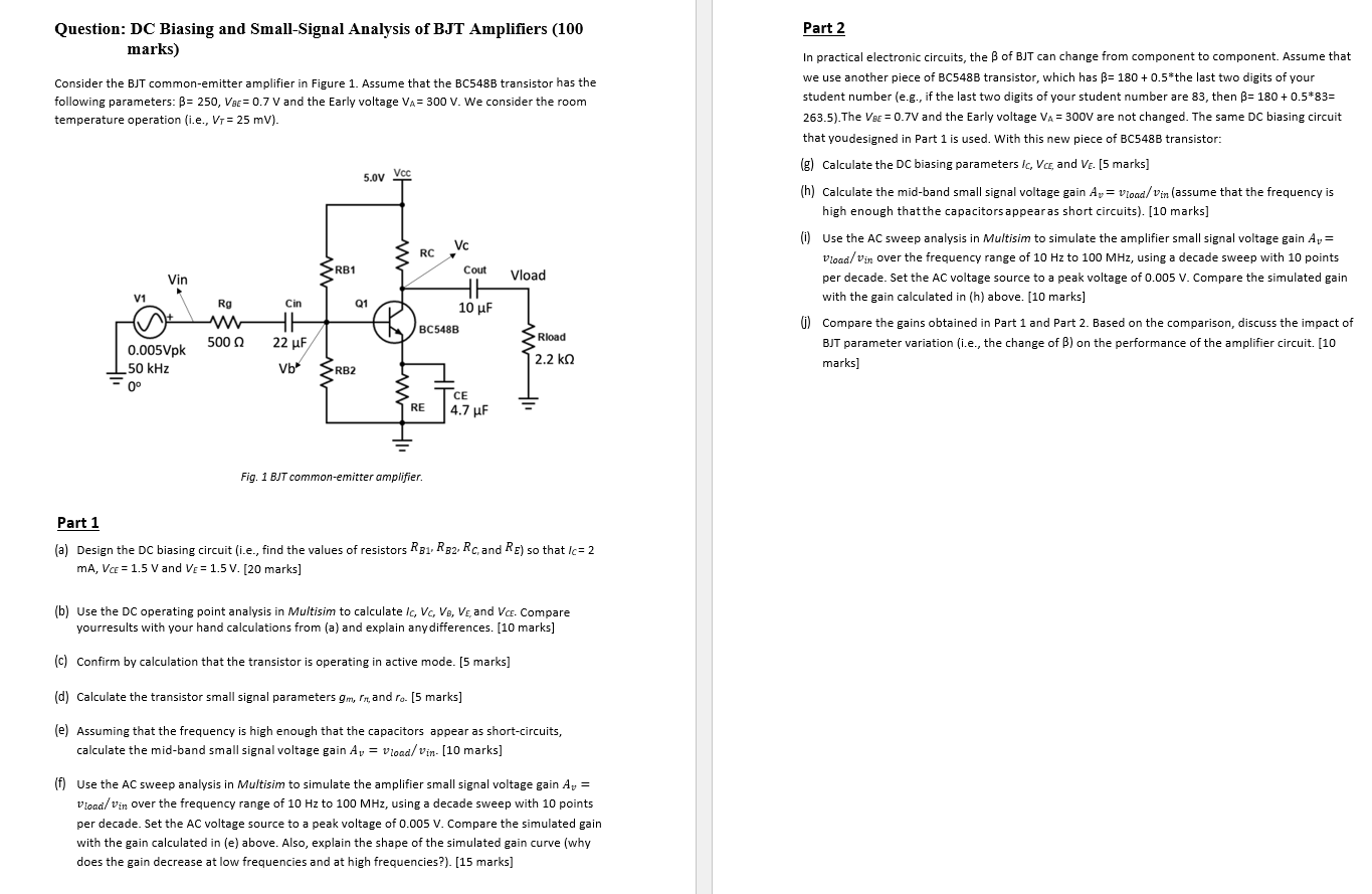 Solved Part 2In practical electronic circuits, the β ﻿of BJT | Chegg.com