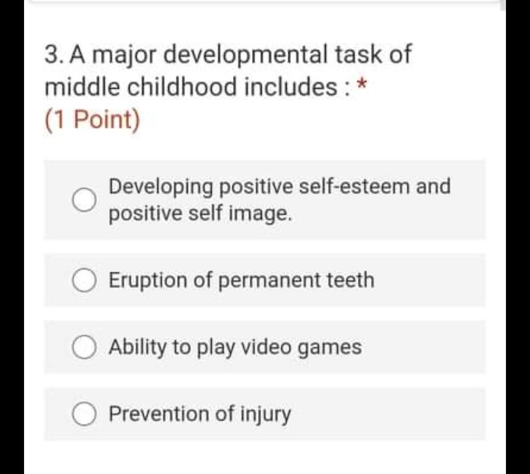 Solved 3. A major developmental task of middle childhood | Chegg.com