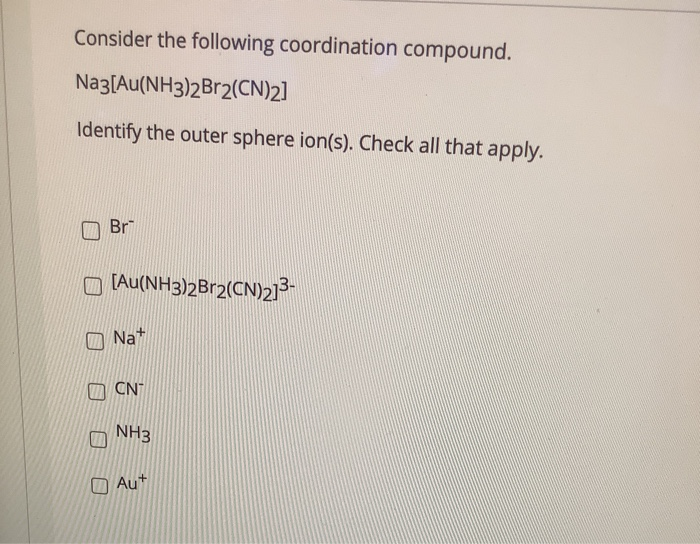 Solved Consider the following coordination compound. | Chegg.com