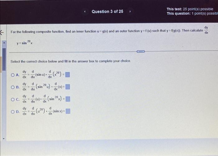 Solved For the following composite function, find an inner | Chegg.com