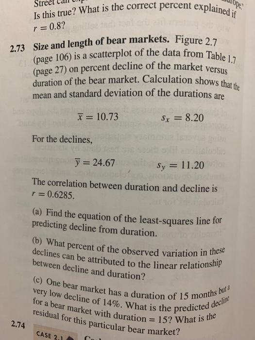Solved FiGURE 2.7 Scatterplot of percent decline versus | Chegg.com