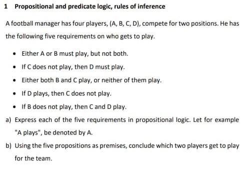 Solved 1 Propositional and predicate logic, rules of | Chegg.com