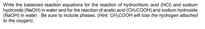 Solved Write The Balanced Reaction Equations For The