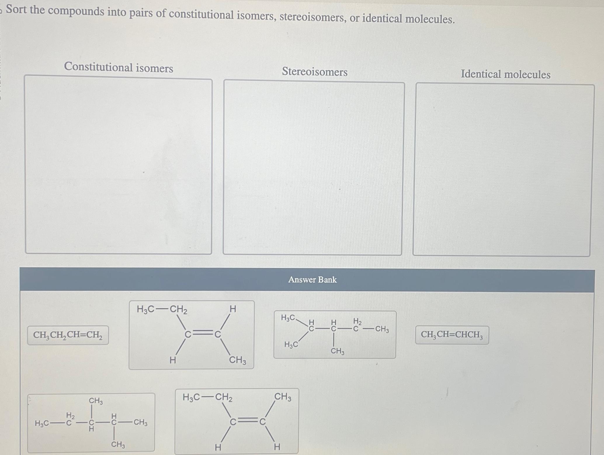 Solved Sort the compounds into pairs of constitutional | Chegg.com