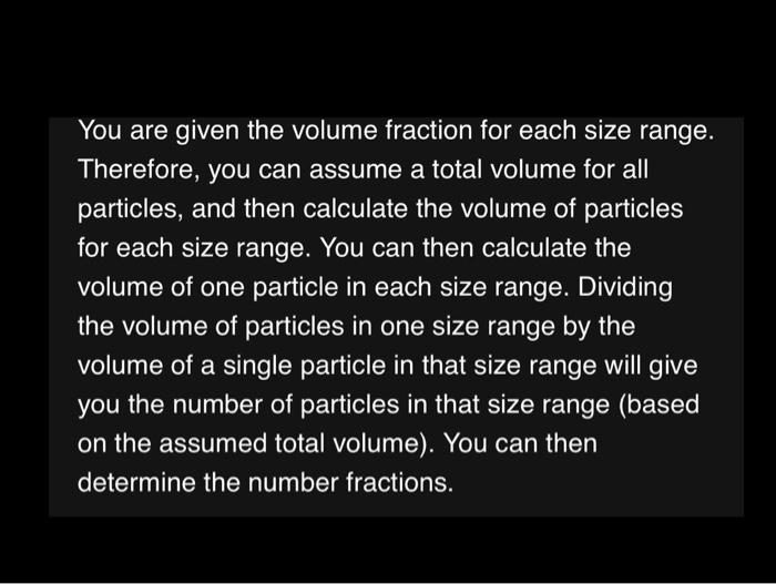 Solved Particle size data for a sample of spherical | Chegg.com
