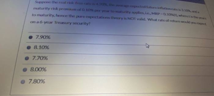 Solved maturity risk premium of 0.10 D a to mattype MRP | Chegg.com