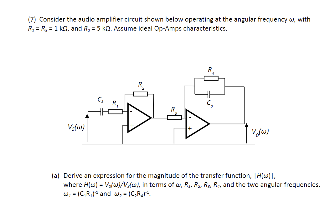 (7) ﻿Consider the audio amplifier circuit shown below | Chegg.com