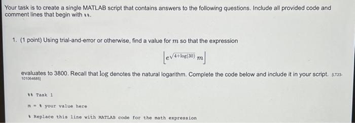 Solved our task is to create a single MATLAB script that | Chegg.com
