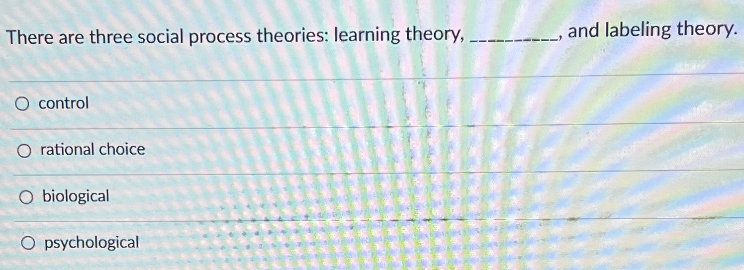 Solved There are three social process theories: learning | Chegg.com