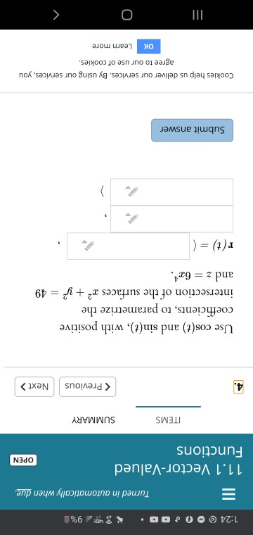 Solved 1:24 40 il 9% Turned in automatically when due. 11.1 | Chegg.com