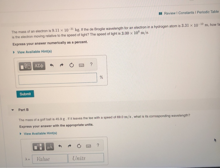 Solved Review | Constants 1 Periodic Table The mass of an | Chegg.com