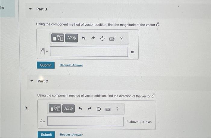Solved Part B Using the component method of vector addition, | Chegg.com