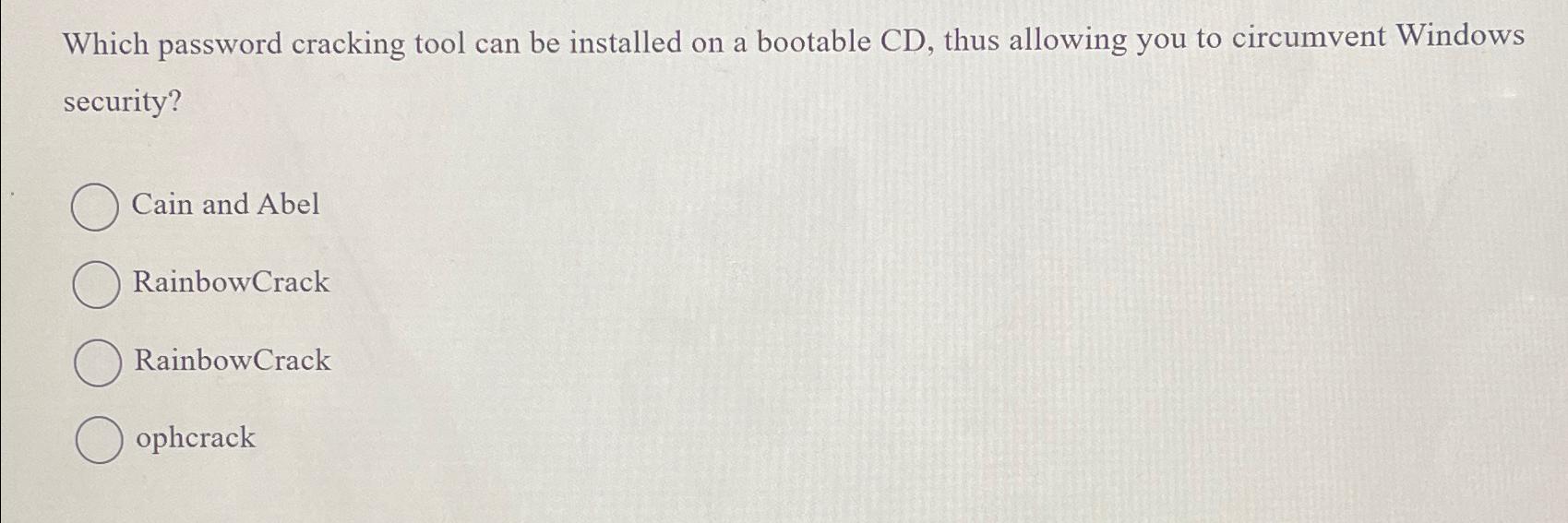 Solved Which Password Cracking Tool Can Be Installed On A 3089