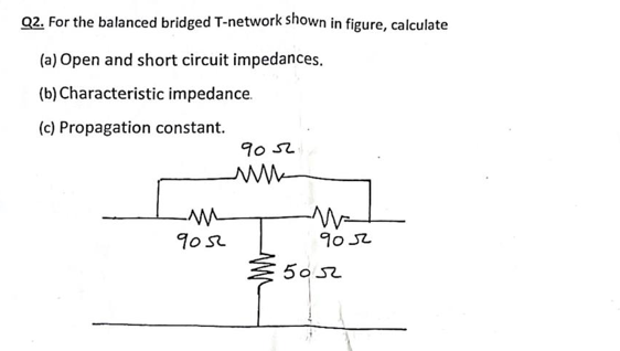 [Solved]: Q2. For the balanced bridged T-network shown in f