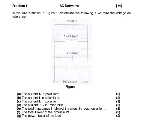 Solved Problem 1 [14] AC Networks n the circuit shown in | Chegg.com